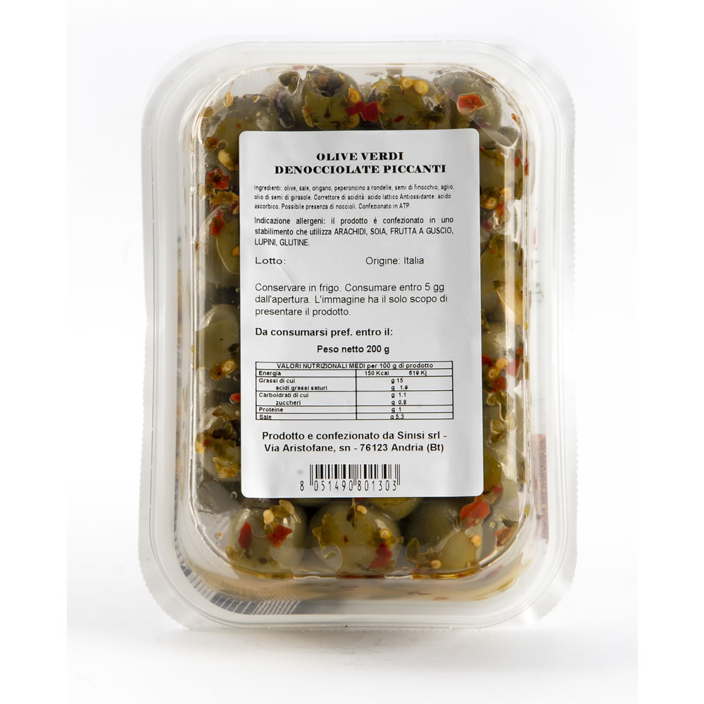 Sinisi Olive Verdi denocciolate condite piccanti 200 g | NonPesa.it ...