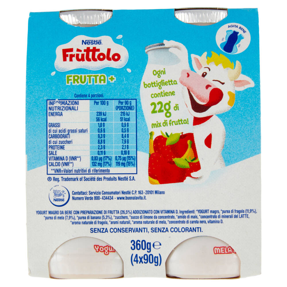NESTLÉ FRUTTOLO Frutta+ Yogurt con mix di 25% di frutta Mela - Banana ...