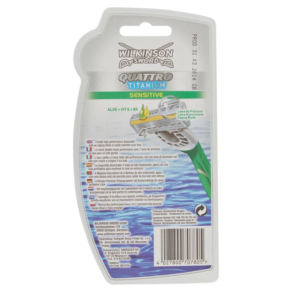 Wilkinson Sword Quattro titanium sensitive 4 rasoi | NonPesa.it - Spesa ...
