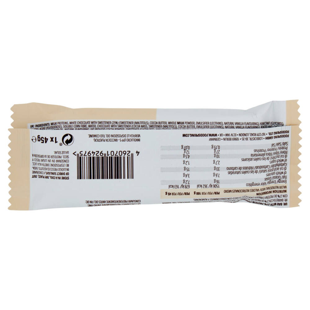 foodspring Protein Bar Extra Chocolate White Choc Almond 1 x 45 g ...