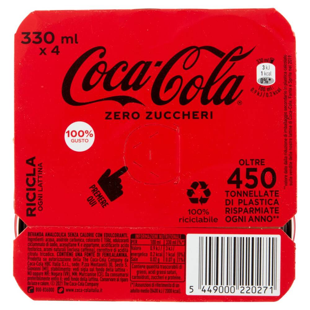 Keel-Clip Coca-Cola Zero Zuccheri lattine sleek da 330 ml confezione da ...