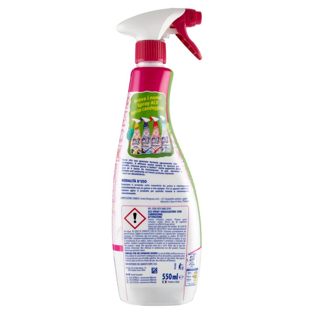 Ace Sgrassatore Igienizzante con Candeggina Rosa e Lavanda 550 ml ...
