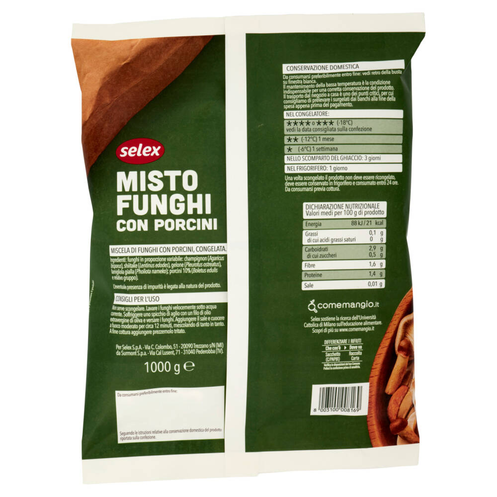 Selex Misto Funghi con Porcini Congelati 1 kg | NonPesa.it - Spesa Online