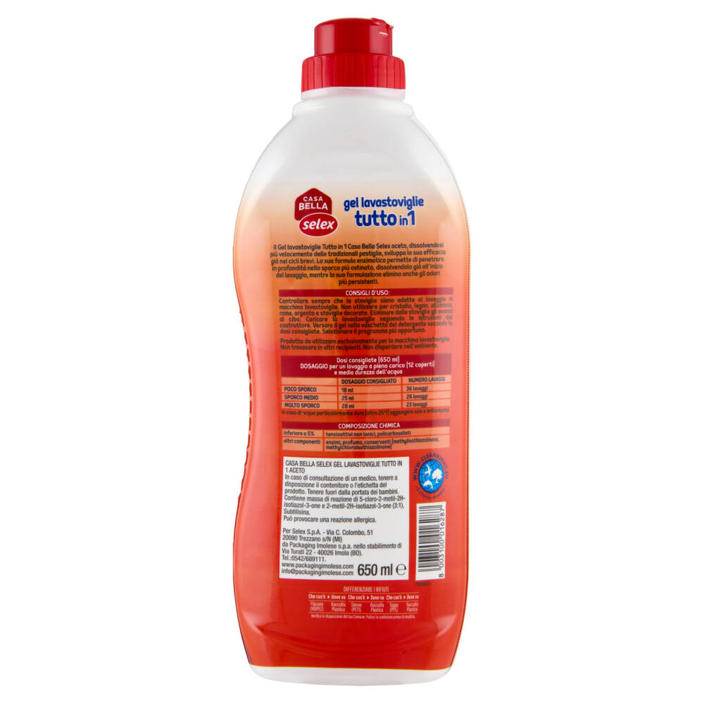 Selex Casa Bella Detersivo per Lavastoviglie Gel Tutto in 1 all'Aceto ...
