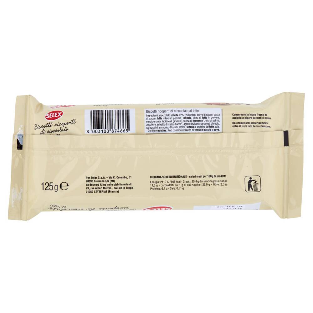 Selex Biscotti Ricoperti di Cioccolato al Latte 125 g | NonPesa.it ...