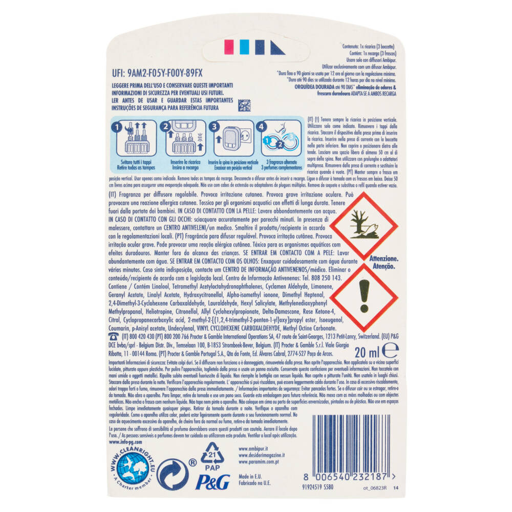 Ambi Pur Profumatore per Ambienti 3Volution, Lenor Oro e Fiori di ...