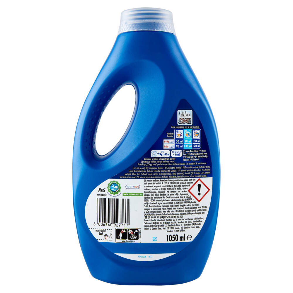 Dash Detersivo Liquido Lavatrice, Salvacolore, 21 Lavaggi 1050 ml ...