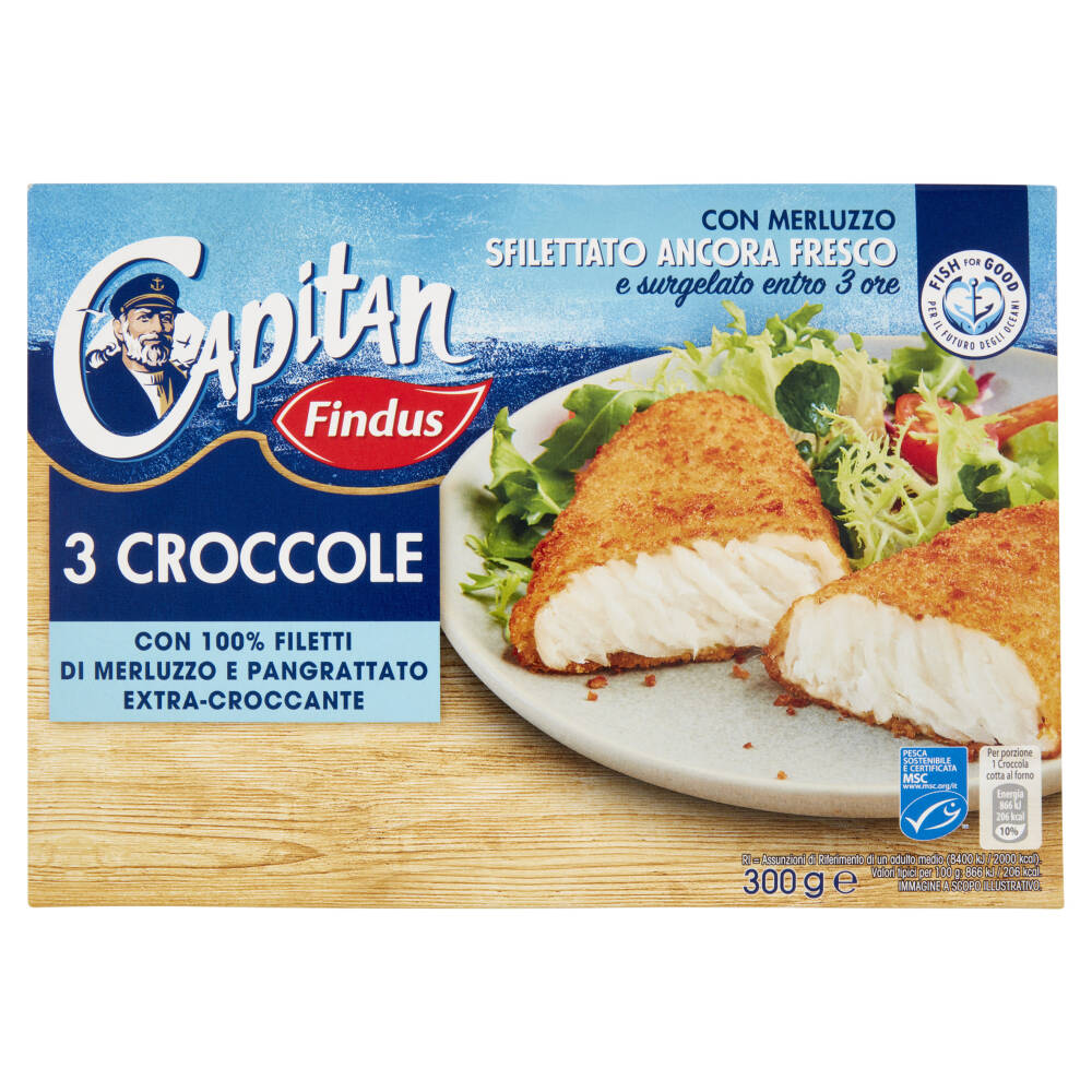 Capitan Findus 3 Croccole con 100% Filetti di Merluzzo 300 g | NonPesa ...