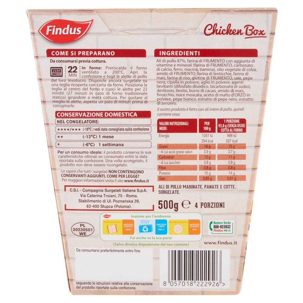 Findus Chicken Box - Alette di Pollo 500g | NonPesa.it - Spesa Online