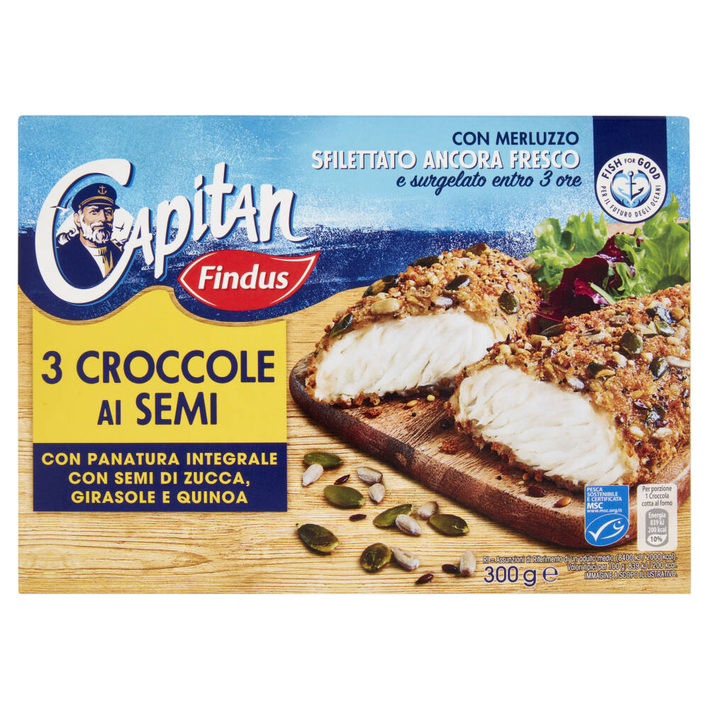 Capitan Findus 3 Croccole ai Semi con 100% Filetti di Merluzzo 300 g ...