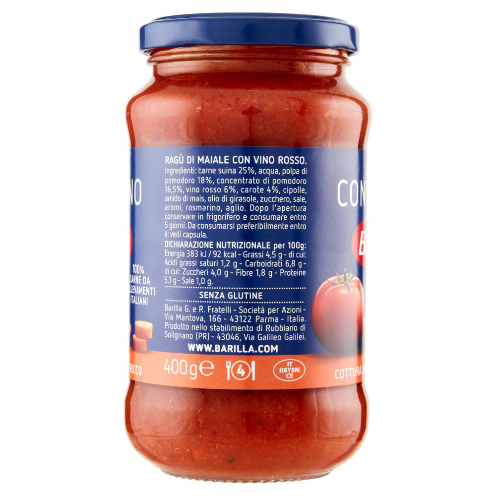 Barilla Sugo Ragù Contadino vino rosso Condimento per Pasta 400g ...
