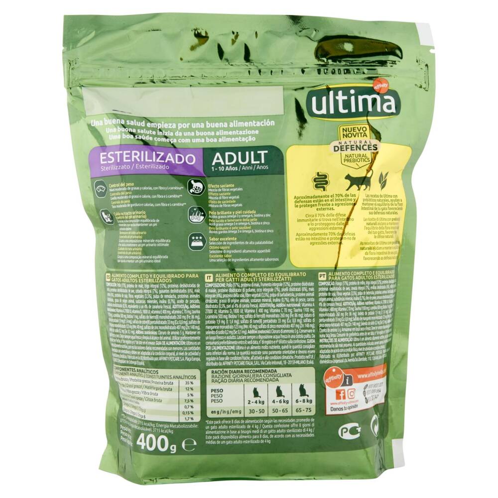 Ultima Cat Sterilizzato Adulto 1-10 Anni Pollo 400 g | NonPesa.it ...