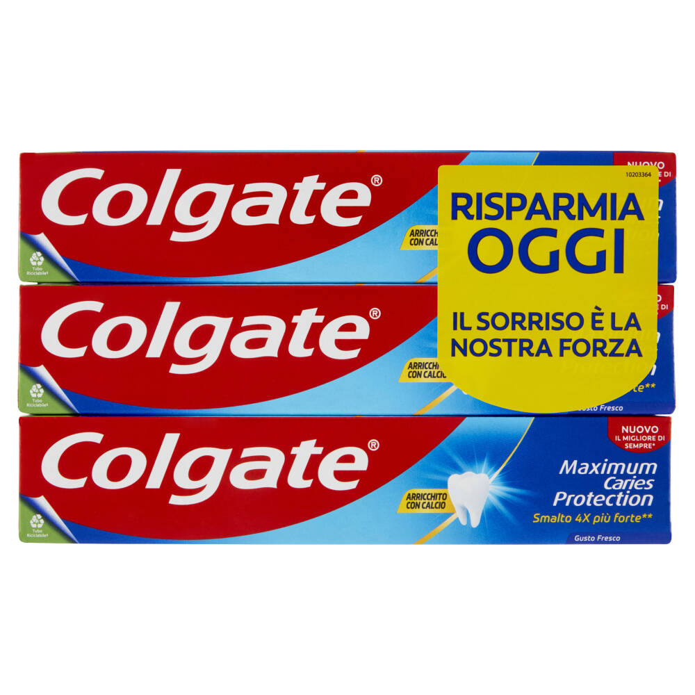Colgate dentifricio Maximum Caries Protection, protezione carie 3x75 ml ...